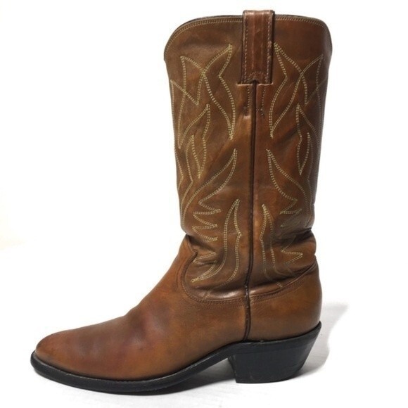 Justin Boots | Shoes | Justin Cowboy Tan Leather Pull On Boots 7d ...